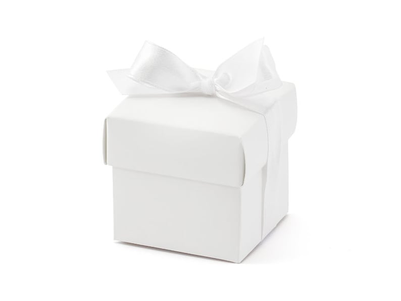 Mini White Favour Boxes With Ribbon, Set of 10, Small White Gift Boxes ...