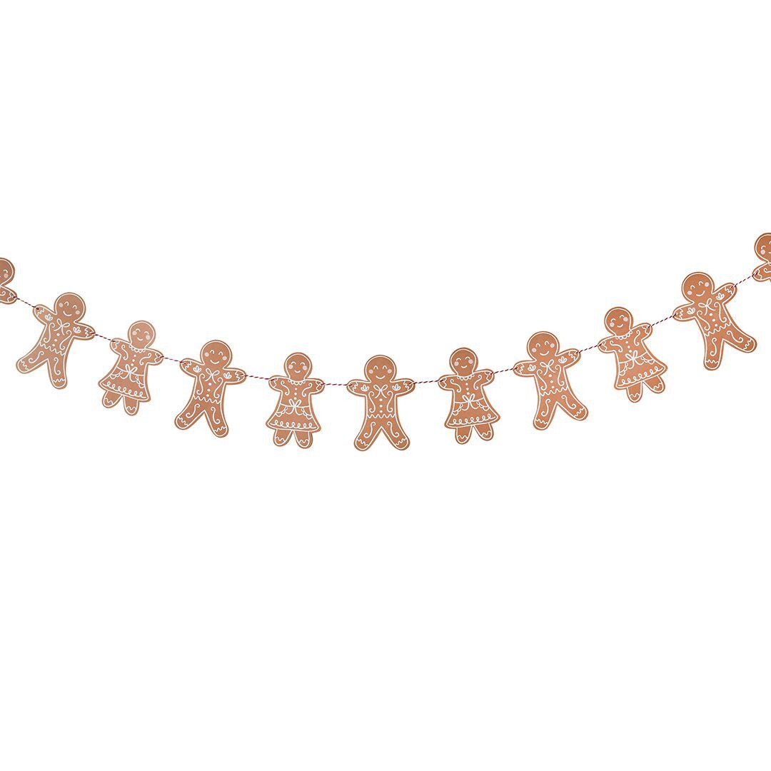 Paper Gingerbread Man Garland, 2m/7ft Long, 15cm/6in High, Gingerbread ...