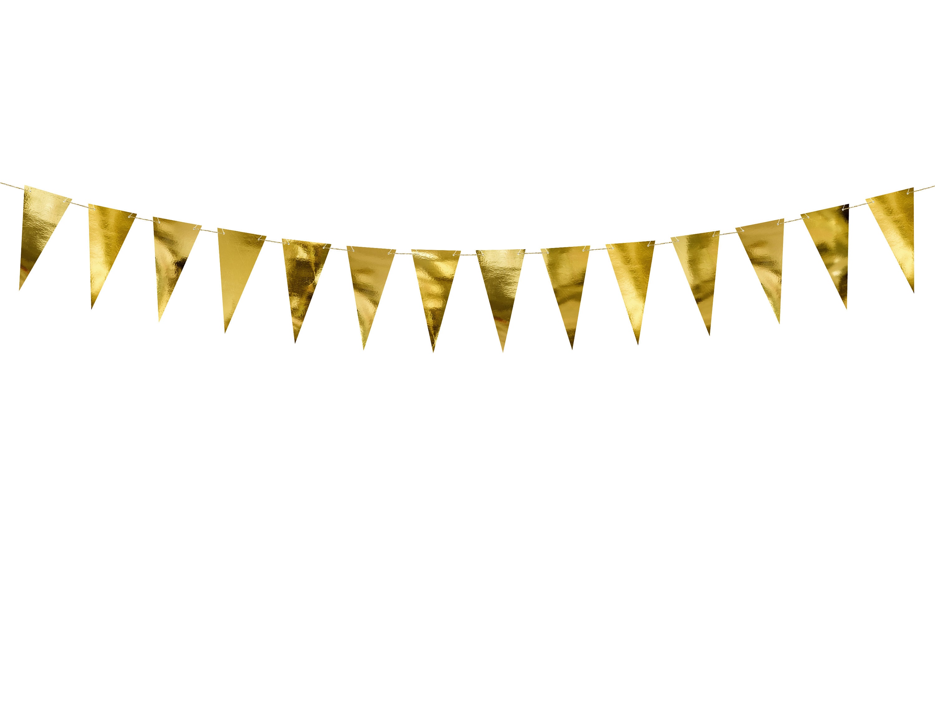 Long Shiny Gold Paper Bunting Gold Banner Gold Bunting | Etsy