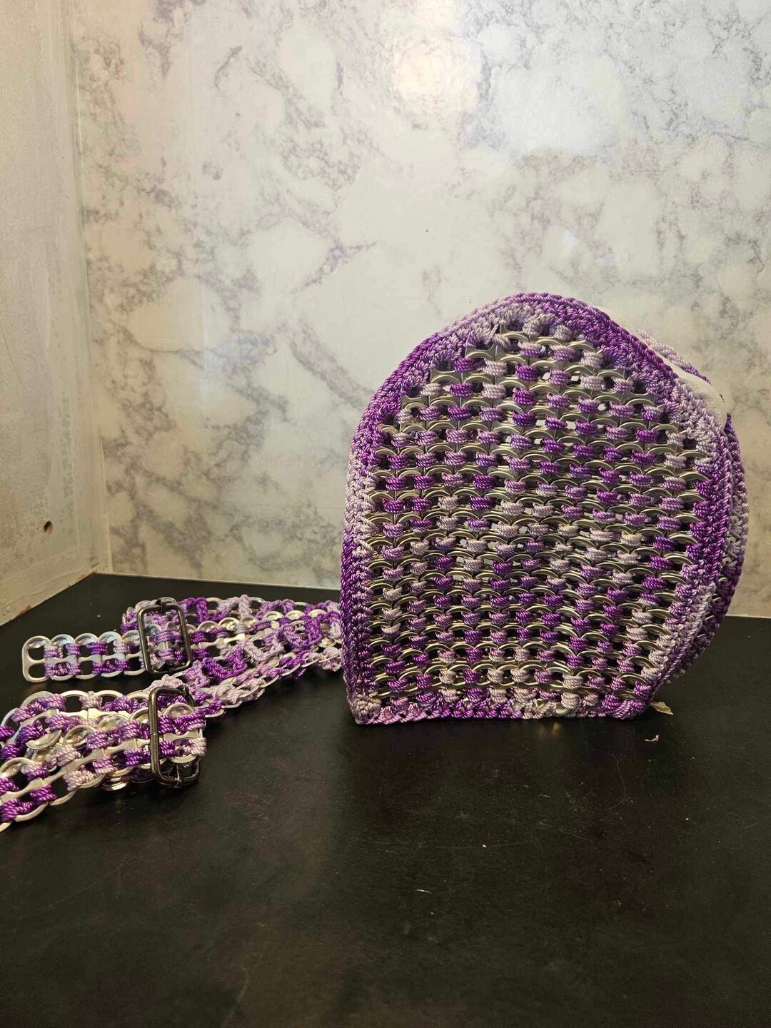 Purple Crochet Backpack, Crochet Purse, Pop Tab Purse, Earth Friendly ...