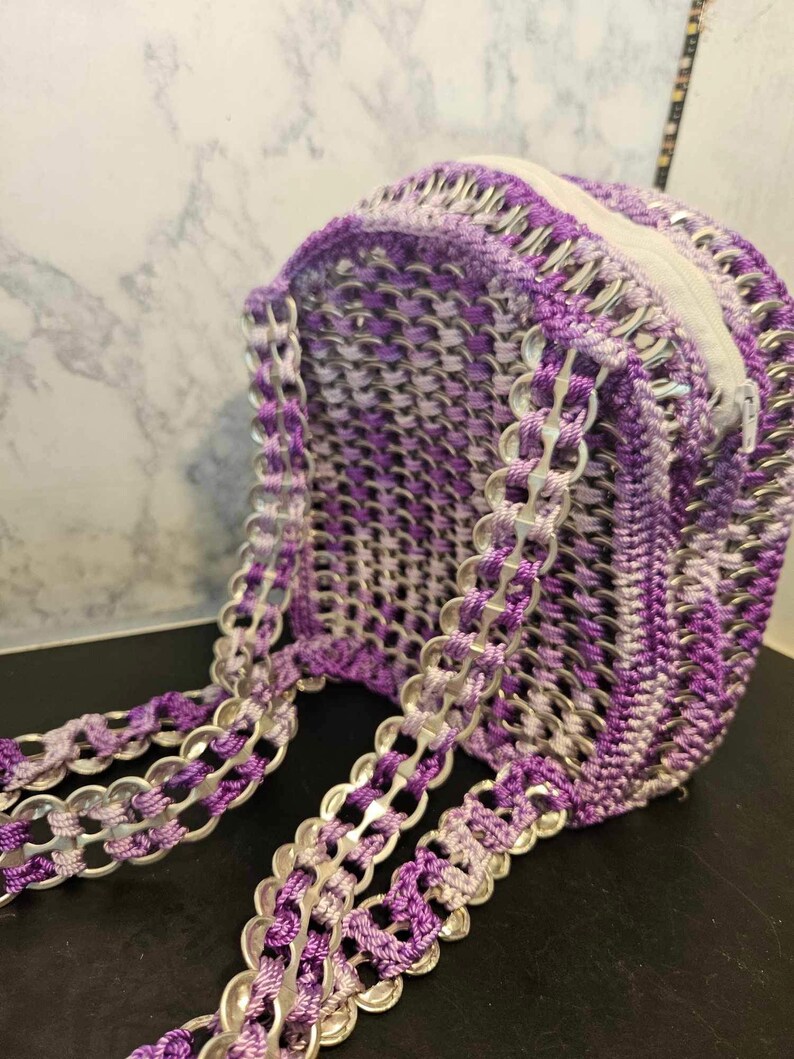 Purple Crochet Backpack, Crochet Purse, Pop Tab Purse, Earth Friendly ...