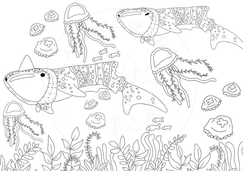 Whale Shark Coloring Page | Printable Ocean Life (digital Download) - Etsy