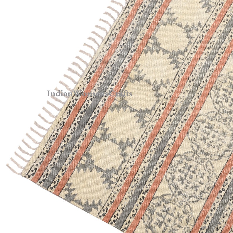 Indian Cotton Rug Woven Rug Decor Rug Rustic Rug Handmade | Etsy