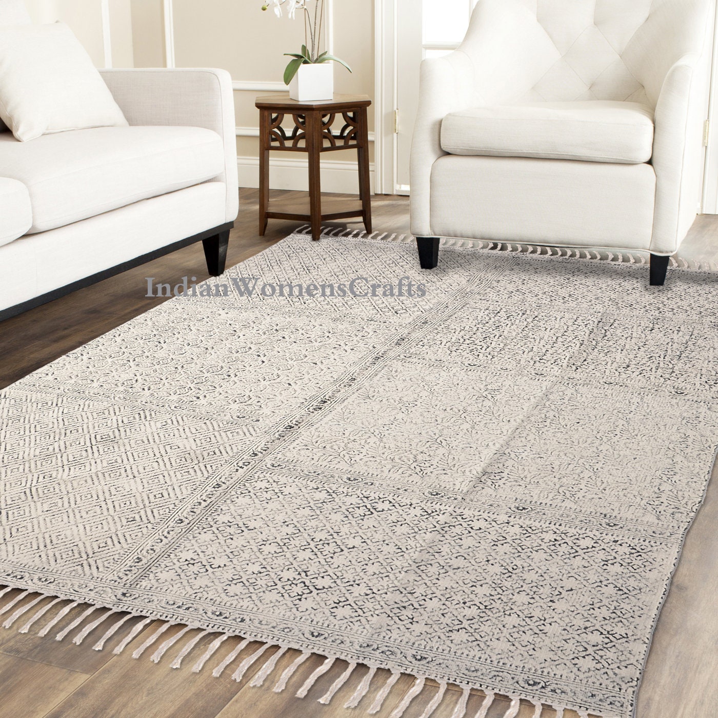 8x10 Feet Handmade Block Printed Rug / Rug / Carpet / Kilim / - Etsy