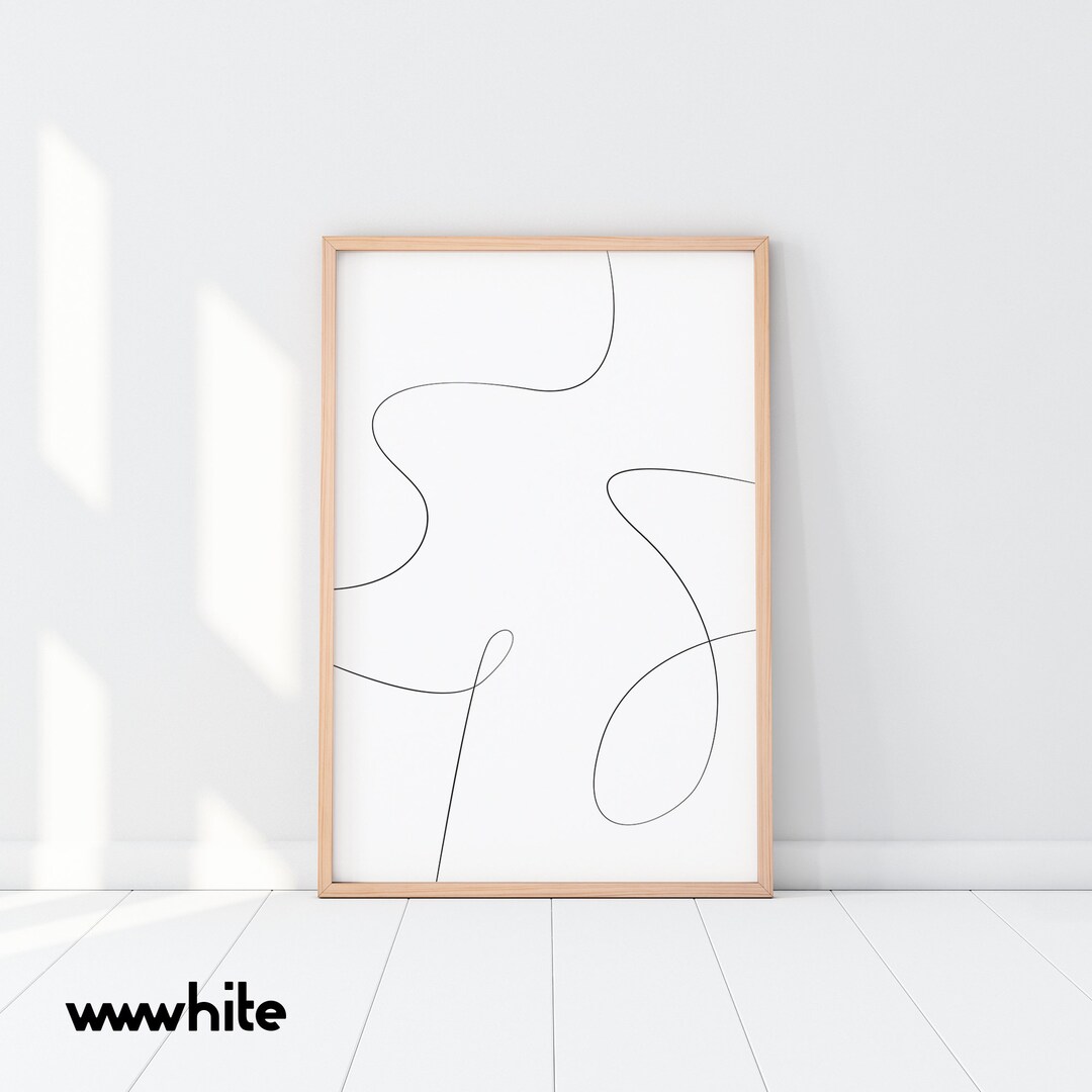 Bright White Abstract Minimalist Fine Line Doodle Drawing / Instant ...