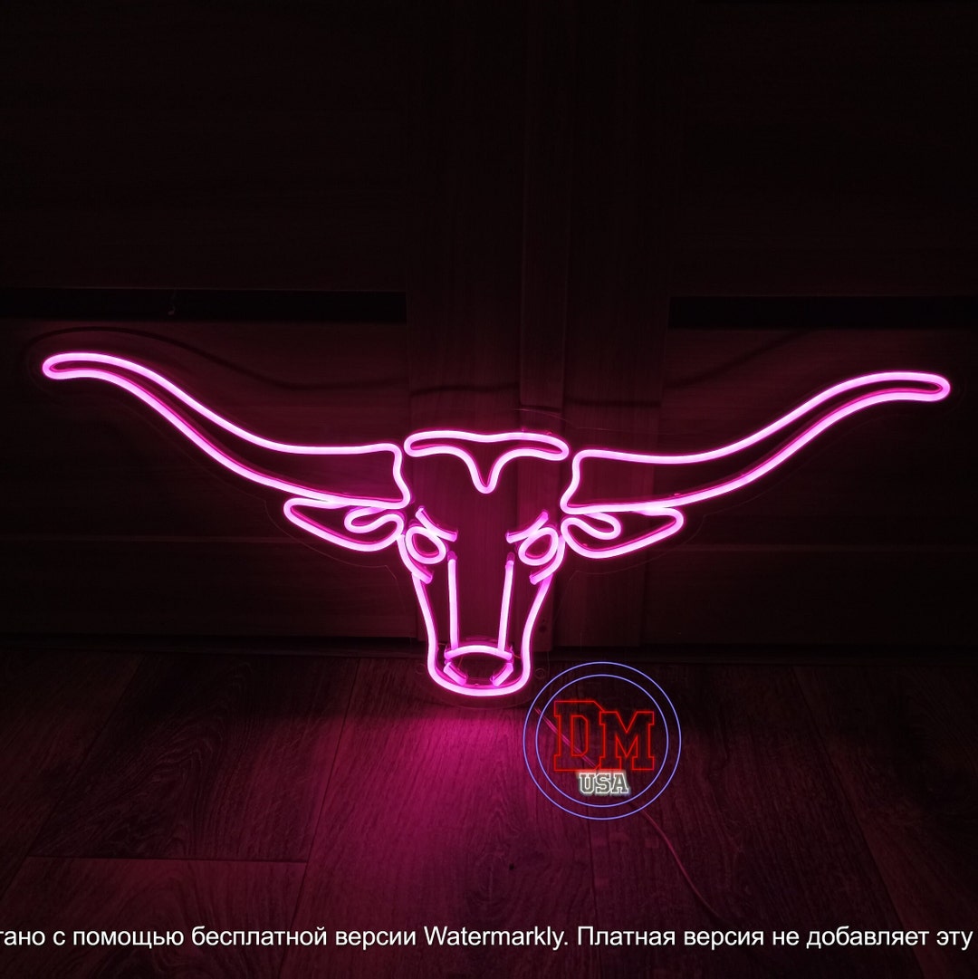 Longhorn Bull Neon Sign, Rodeo Bull Neon Sign, Head Bull Neon Sign ...