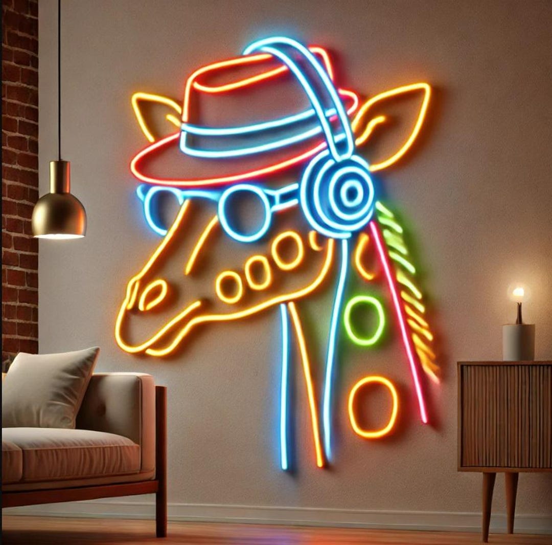 Giraffe Neon Sign, Neon Giraffe Light, Giraffe Head Neon Sign, Giraffe ...