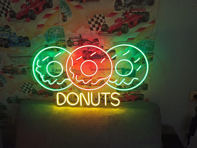 Donut Neon Sign, Neon Donut Sign, Light up Donut Sign, LED Donut Sign ...