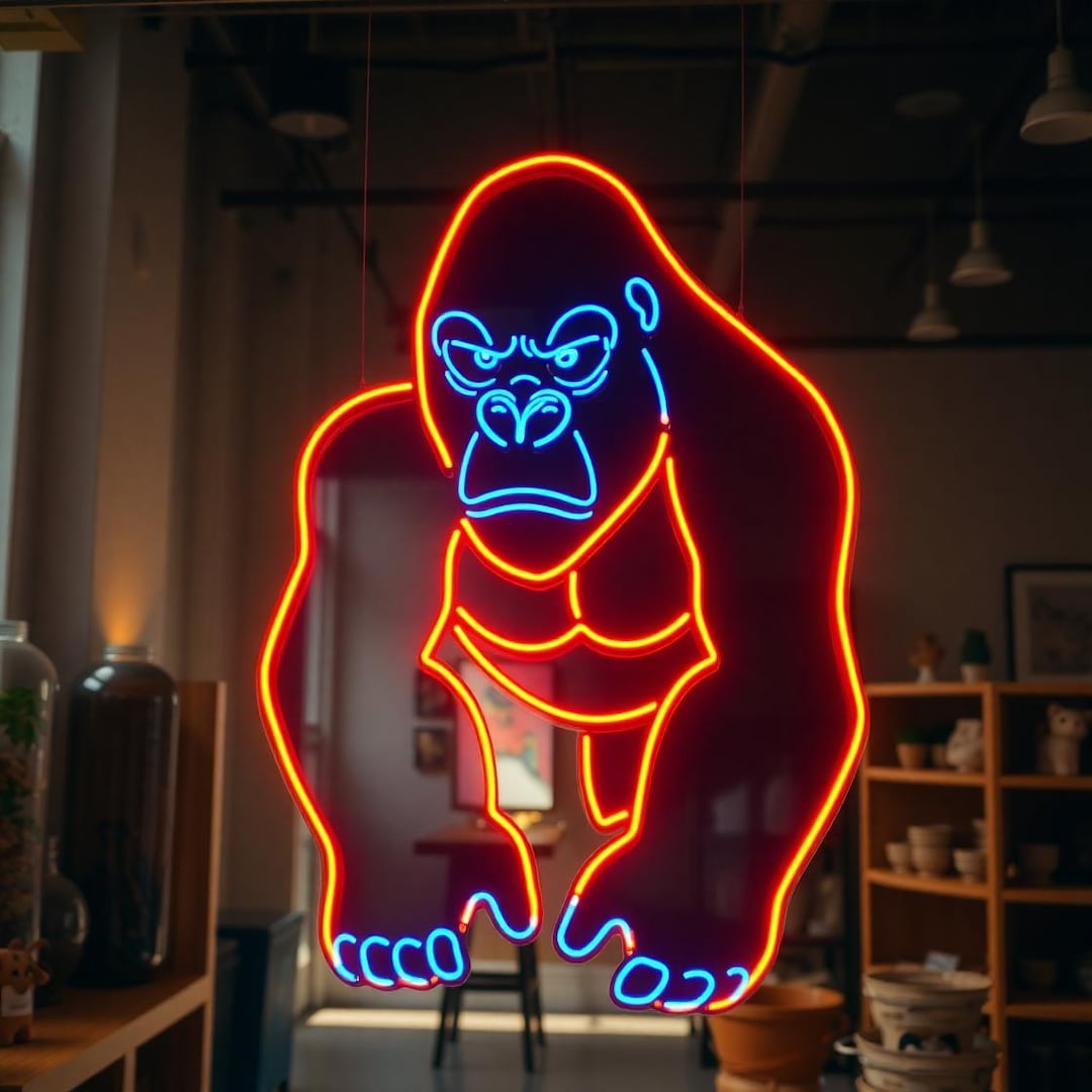 Gorilla Neon Sign, Gorilla Neon Light, Neon Monkey Sign, Neon Ape Sign ...