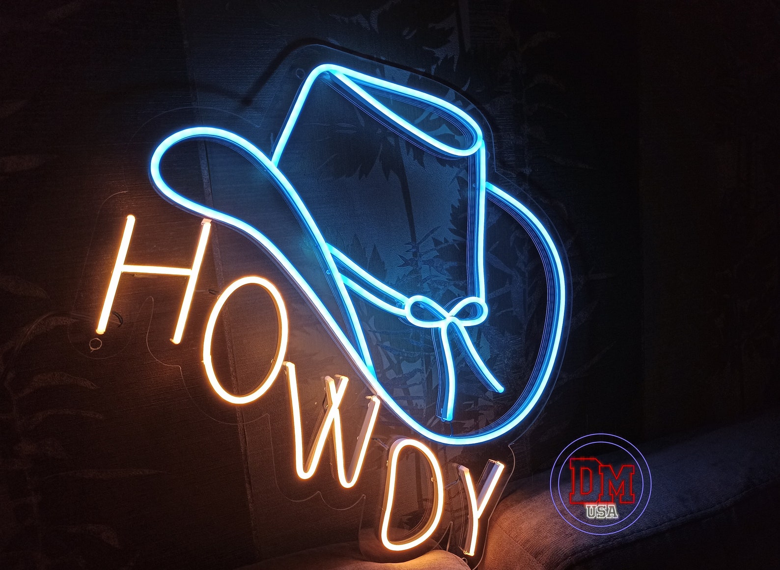 Cowboy Hat Howdy Neon Sign, Cowboy Straw Hat Sign, Cowgirl Hat Neon ...