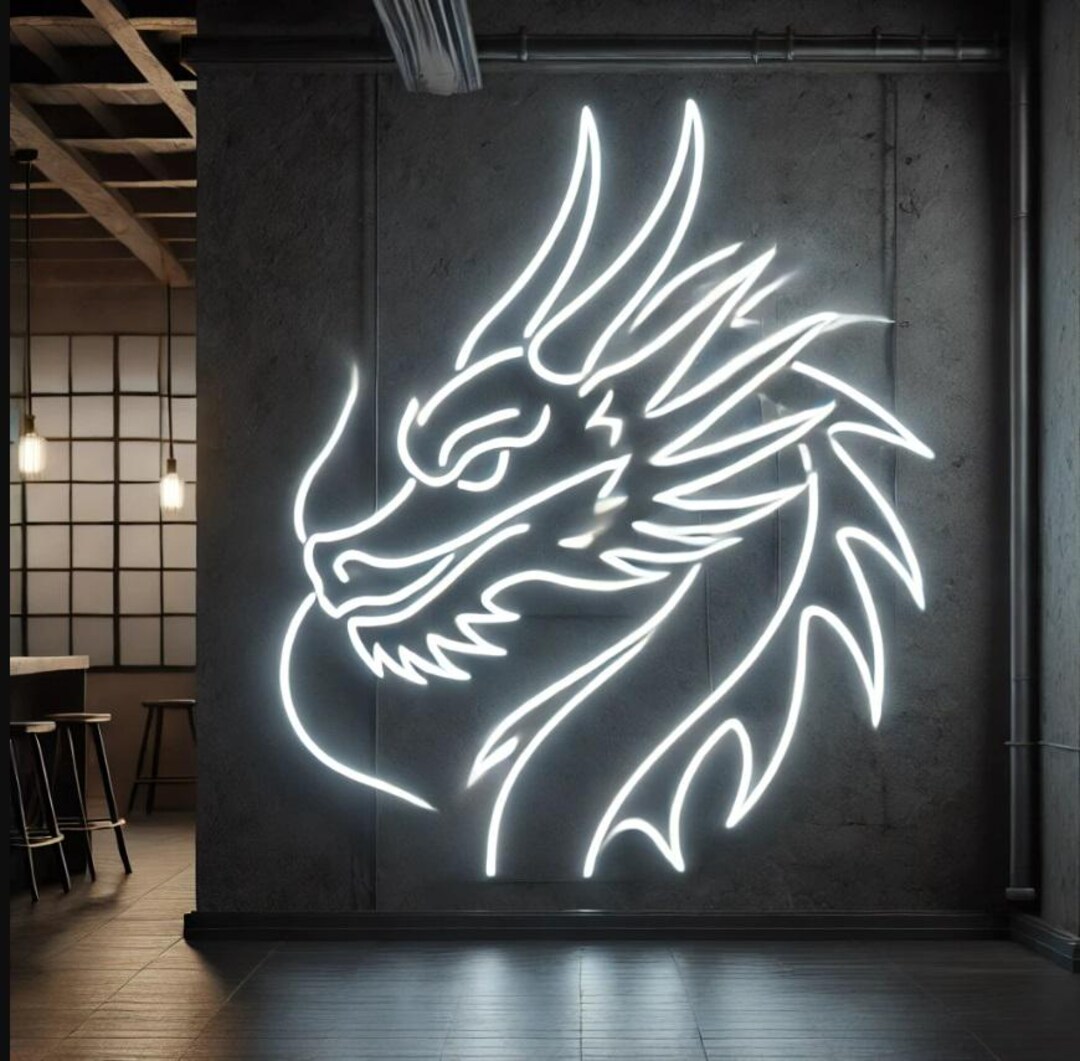 Dragon Head Neon Sign, Dragon Neon Sign, Neon Dragon Head, Neon Dragon ...