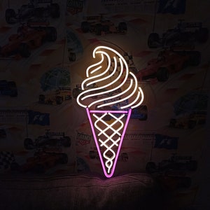 Neon Ice Cream Sign, Ice Cream Cone Neon Sign, Neon Ice Cream Cone ...