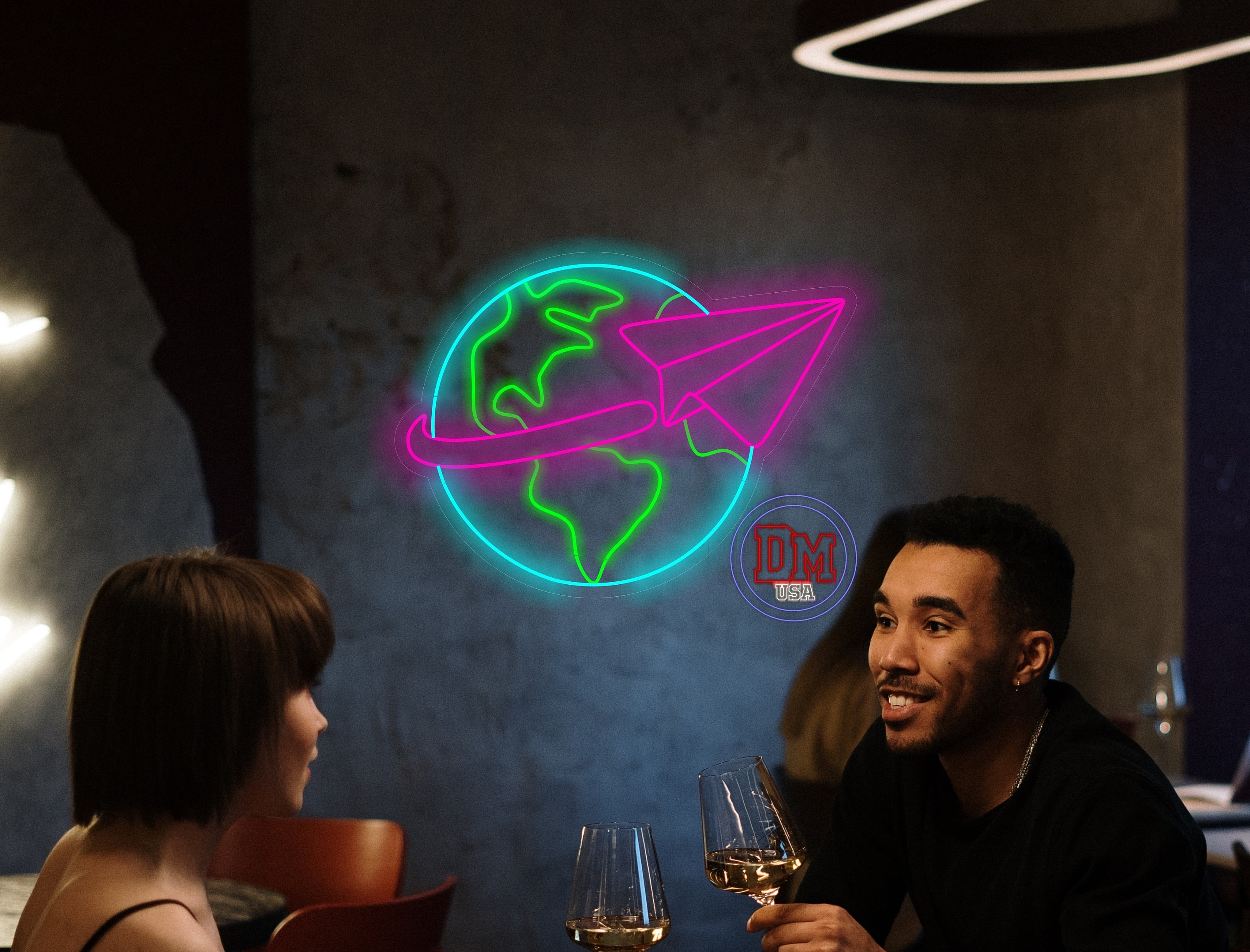 Travel Neon Sign, Planet Earth Neon Sign, Paper Airplane Neon Sign ...