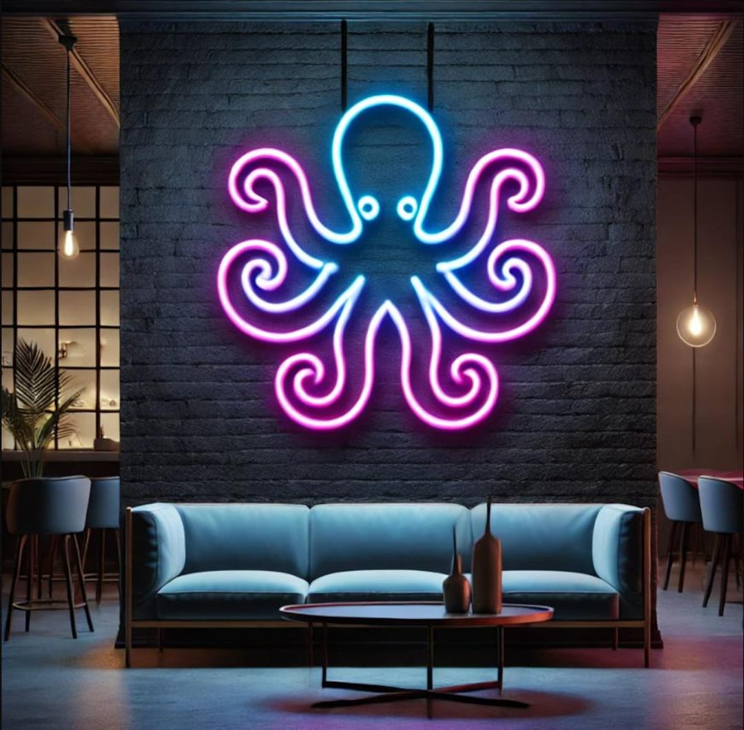 Octopus Neon Sign, Neon Octopus Sign, Octopus LED Sign, Neon Wall Art ...