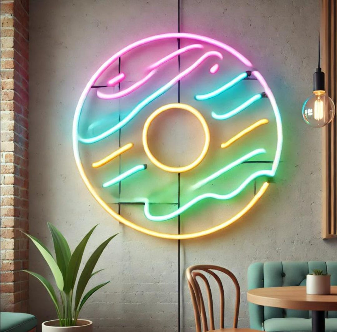 Donut Neon Sign, Neon Donut Sign, Light up Donut Sign, LED Donut Sign ...
