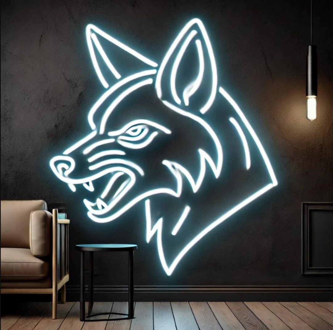 Coyote Head Neon Sign, Neon Coyote Light, Coyote LED Sign, Angry Coyote ...