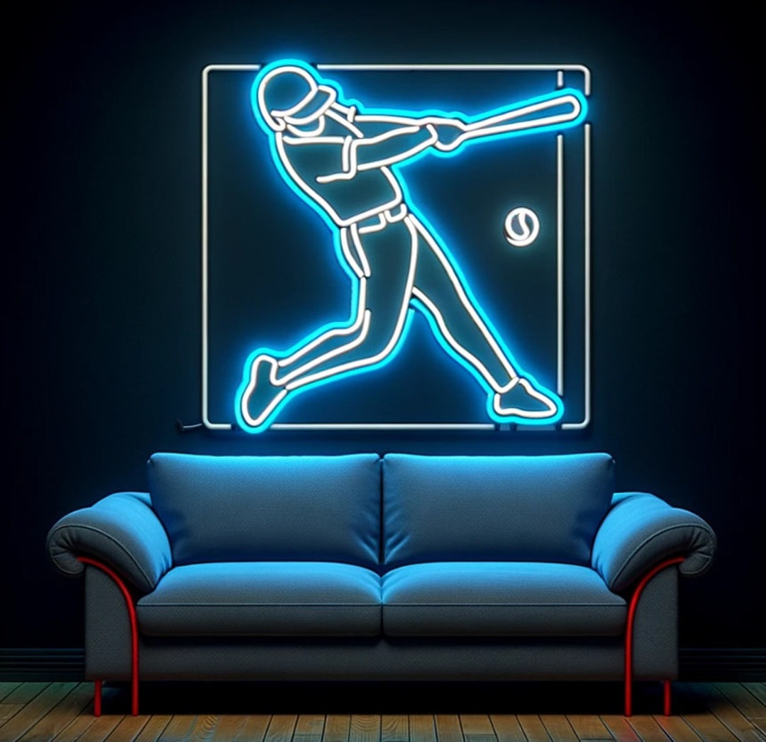 Baseball Player Neon Sign, Neon Batter Sign, Neon Baseball Batter Sign ...