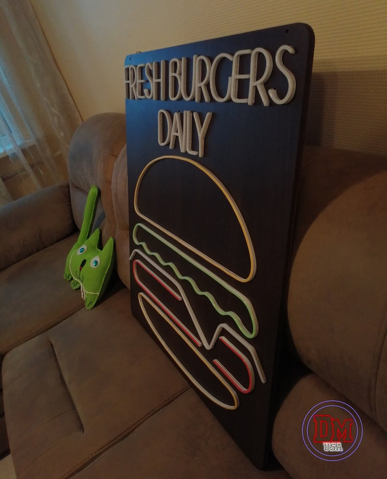 Burger Neon Sign Hamburger Neon Sign, Street Food Neon Sign, Fresh ...