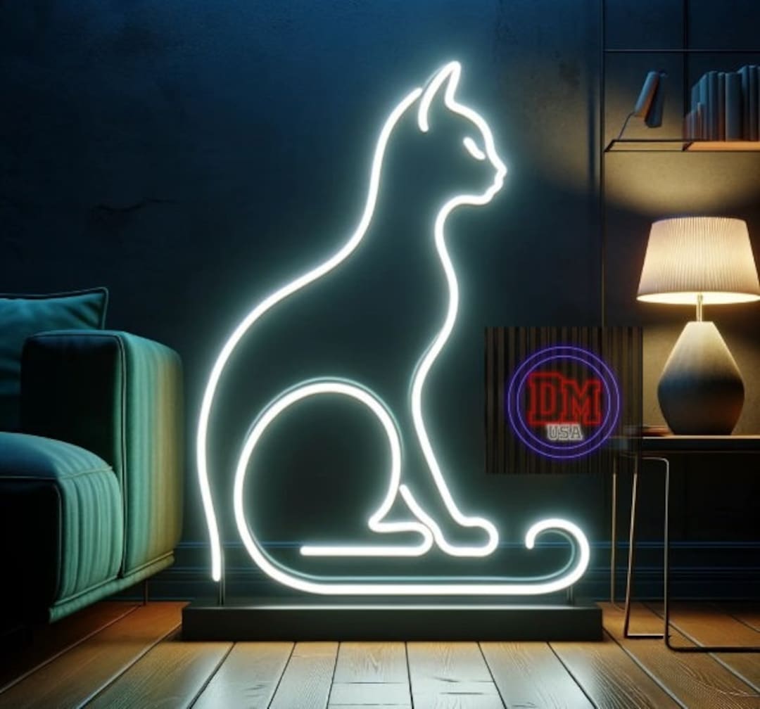 Cat Neon Sign, Cat Neon Light, Neon Cat Silhouette, Cat-shaped Neon ...