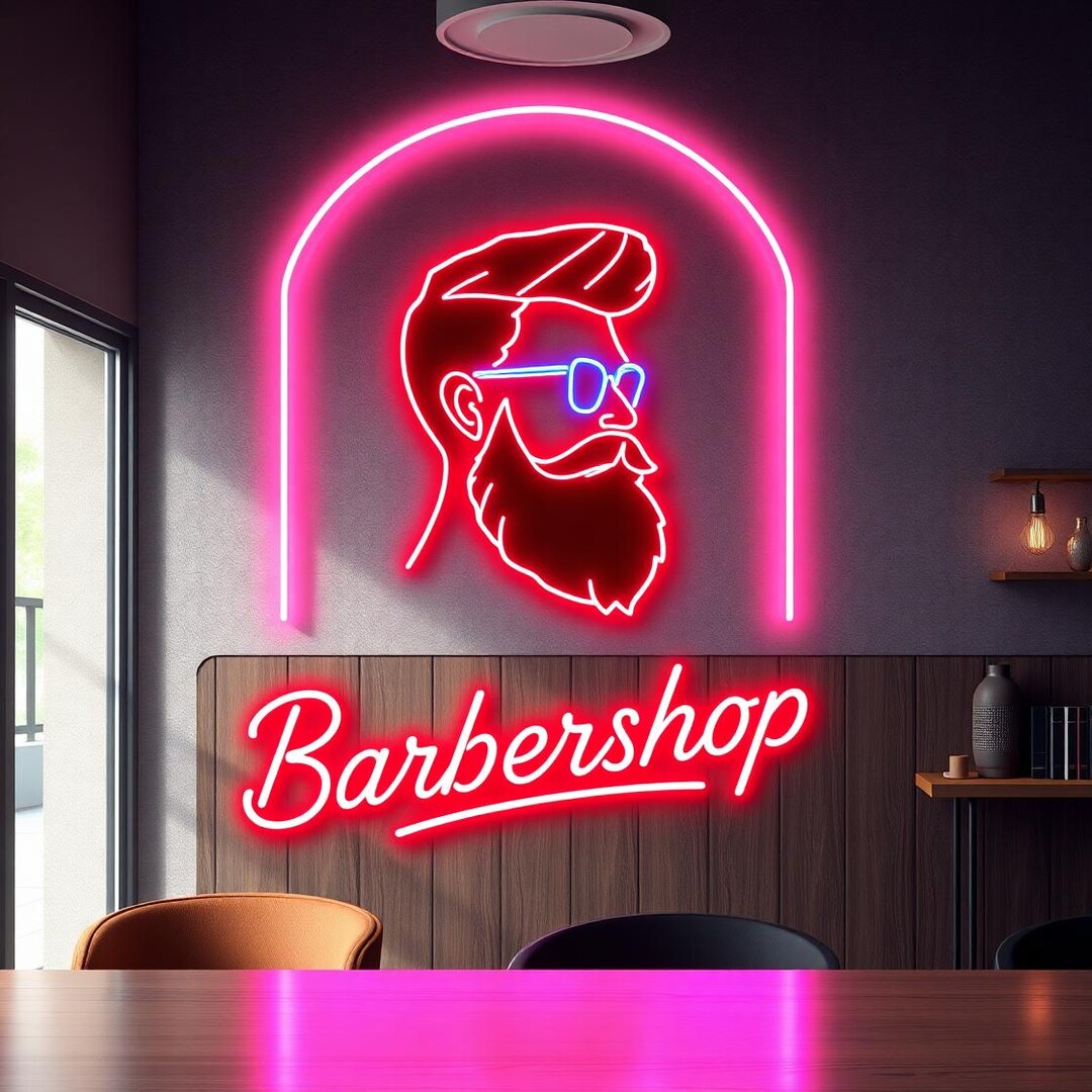 Barber Shop Neon Sign, Neon Barber Sign, Barber Pole Neon Sign, Neon ...