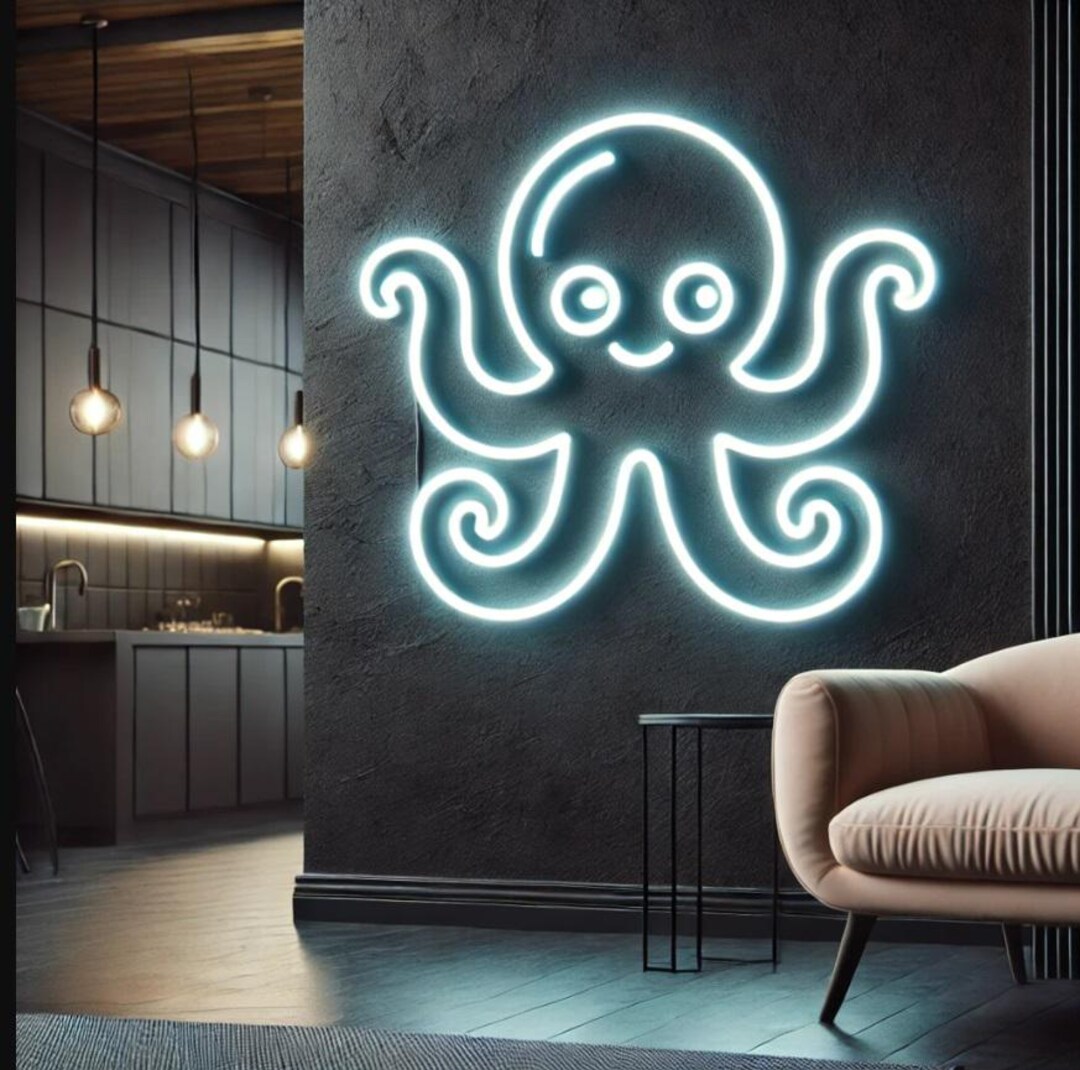 Octopus Neon Sign, Neon Octopus Sign, Octopus LED Sign, Neon Wall Art ...