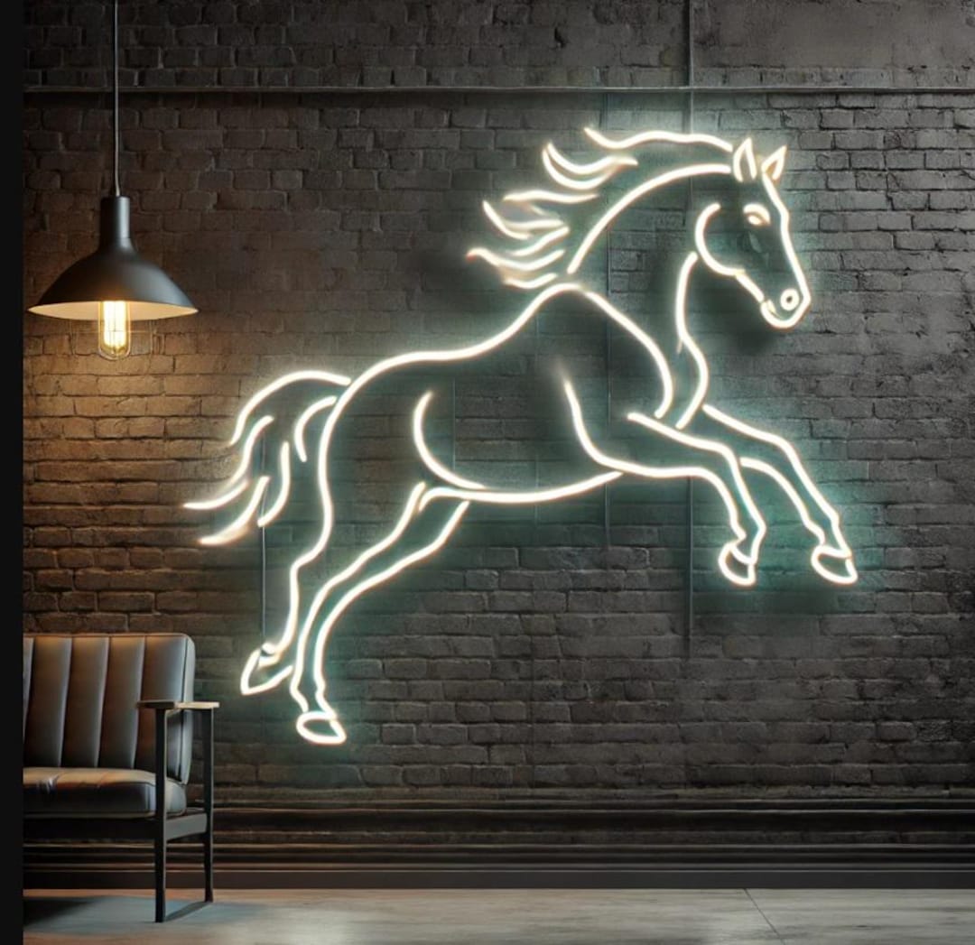 Horse Neon Sign, Running Horse Neon Sign, Horse Neon Light, Galloping ...