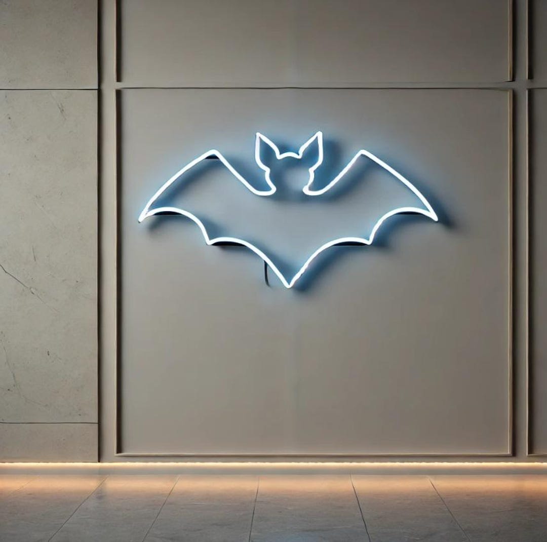 Bat Neon Sign, Neon Sign Bat Shape, Glowing Bat Neon, Bat Light Sign ...