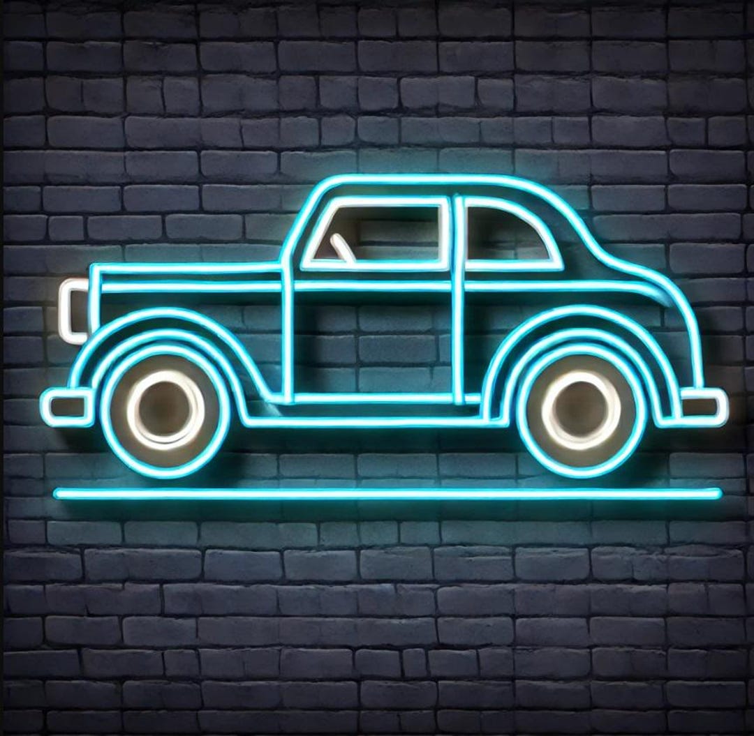 Retro Car Neon Sign, Vintage Car Neon Light, Classic Car Neon Sign, Old ...