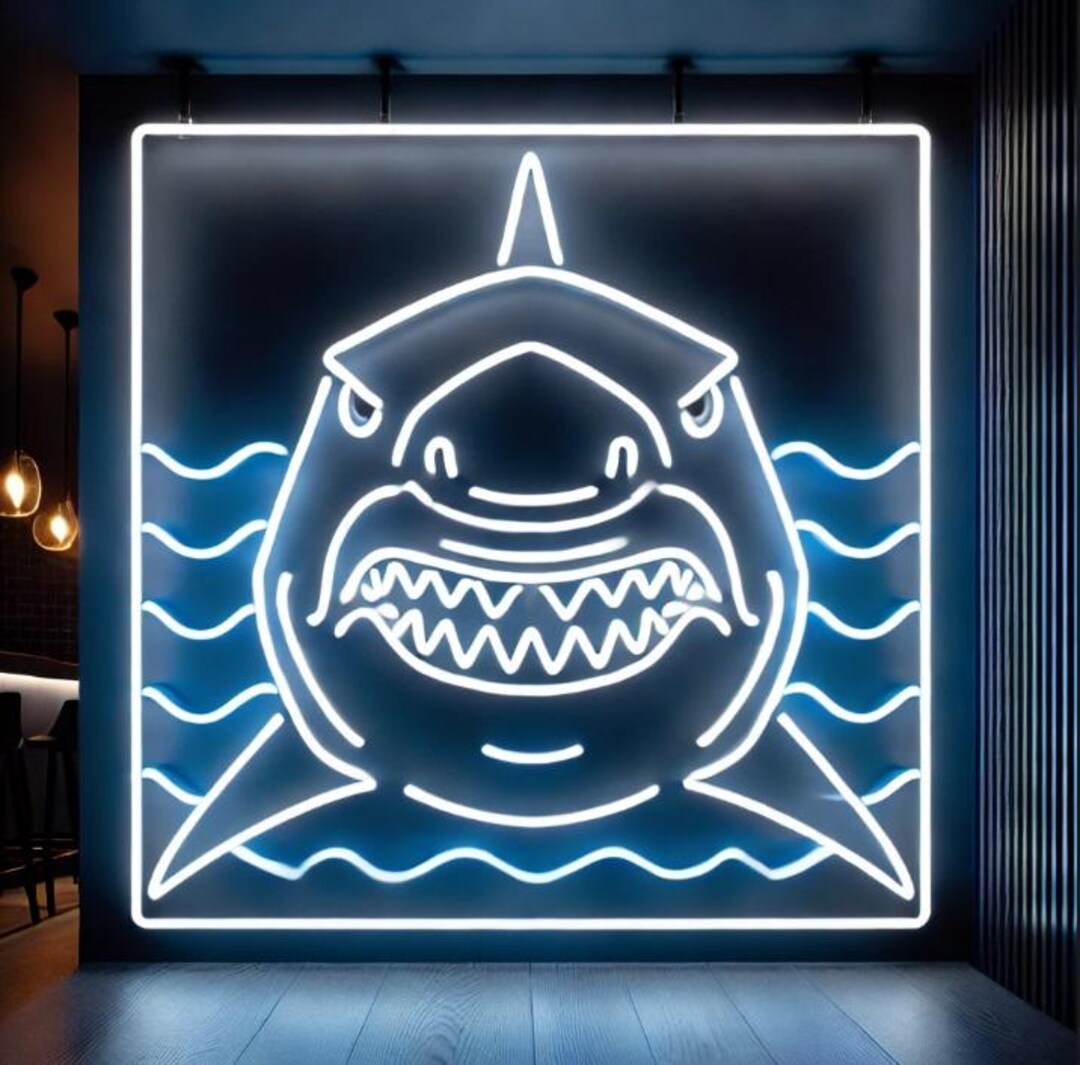 Shark Neon Sign, Angry Shark Neon Sign, Whale Shaped Neon Sign,n Light ...
