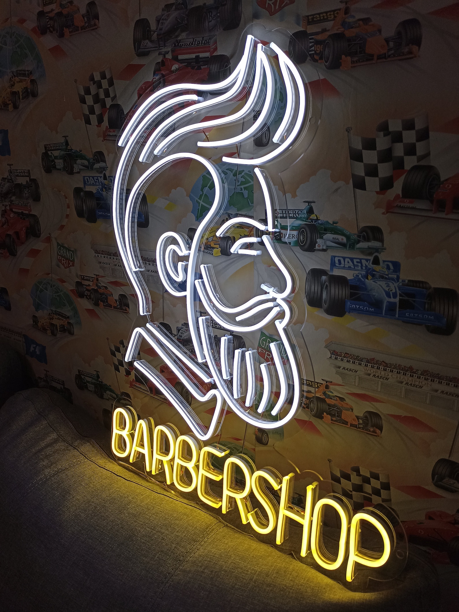 Barber Shop Neon Sign, Neon Barber Sign, Barber Pole Neon Sign, Neon ...