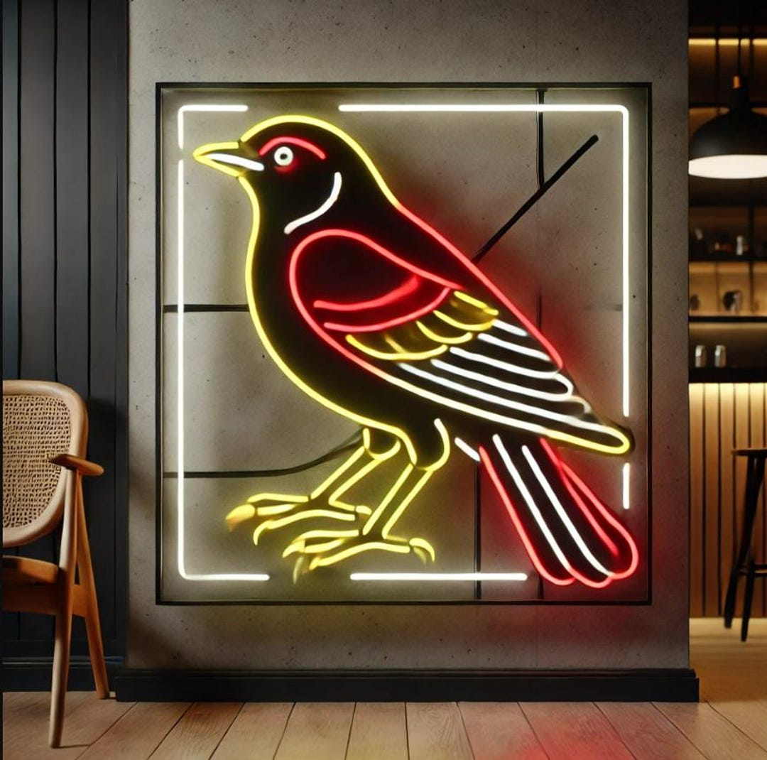 Red Winged Blackbird Neon Sign, Neon Bird Sign, Neon Bird Light, Bird ...