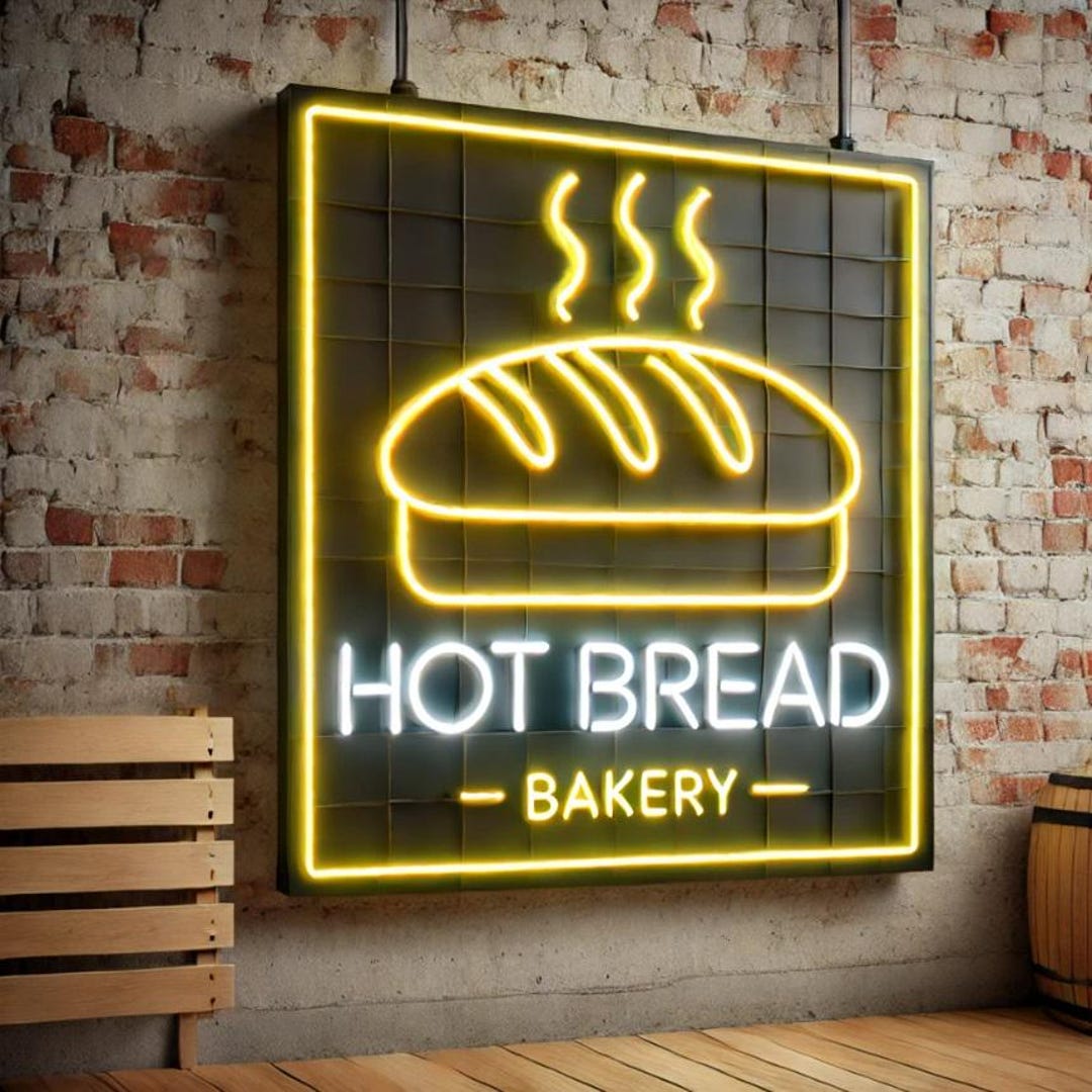 Bakery Neon Sign, Hot Bread Neon Sign, Bakery Light up Sign, Bread Neon ...
