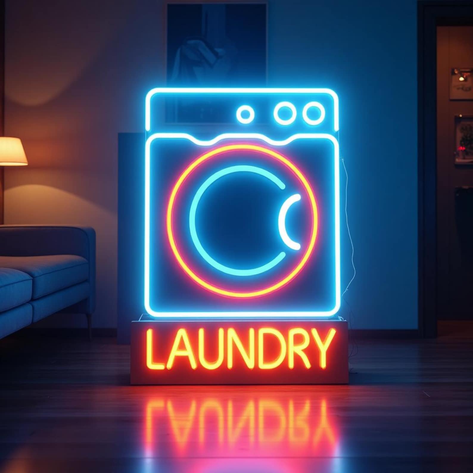 Washing Machine Neon Sign, Neon Sign Laundry, Home Decor Neon Sign ...