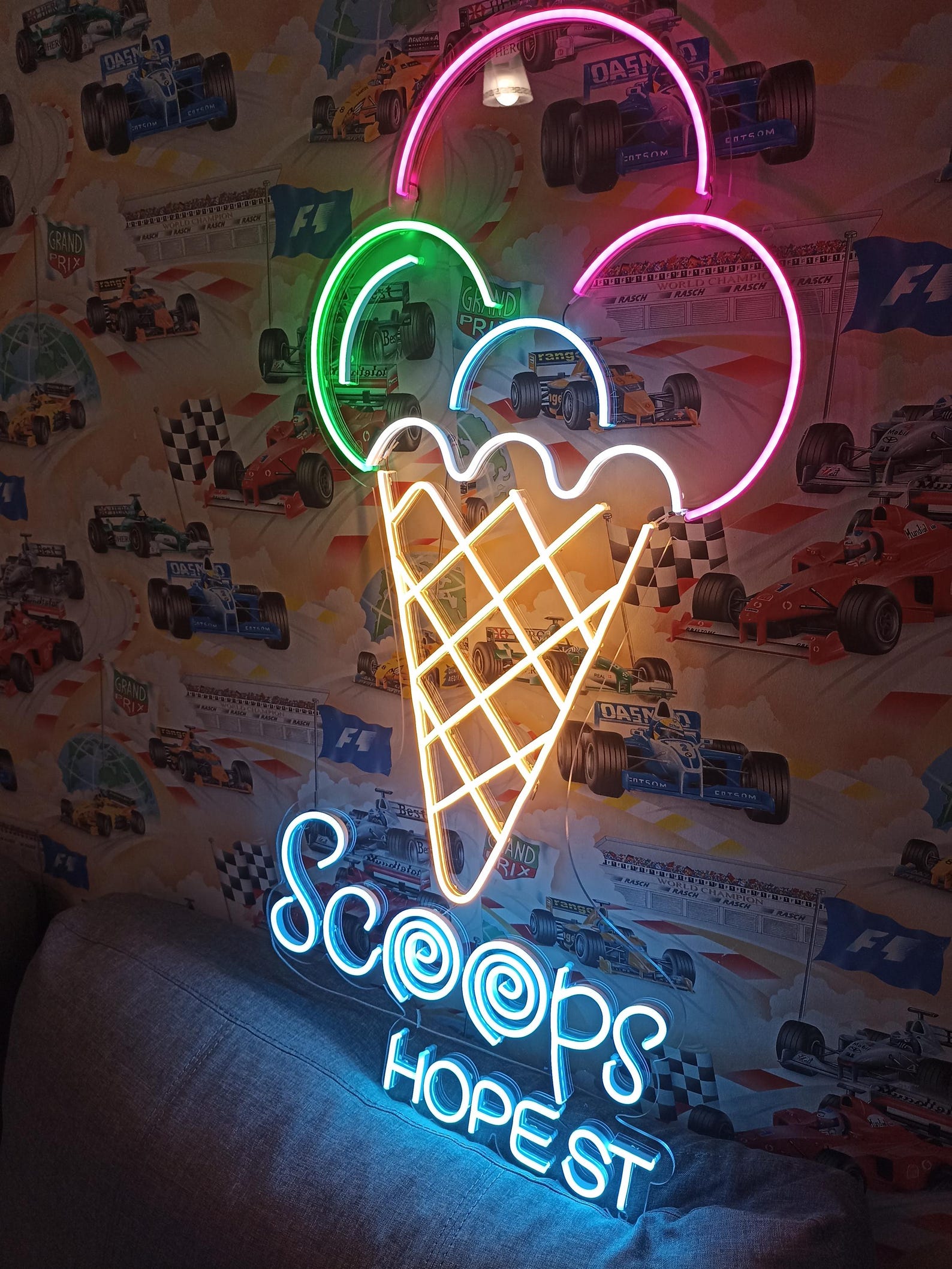 Ice Cream Cone Neon Sign, Multi-color Light Display, Custom LED Art - Etsy