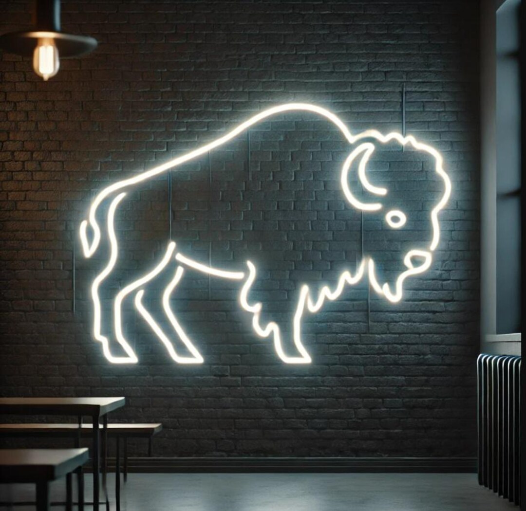 Bison Neon Sign, Buffalo Neon Sign, Bison LED Sign, Buffalo LED Light ...