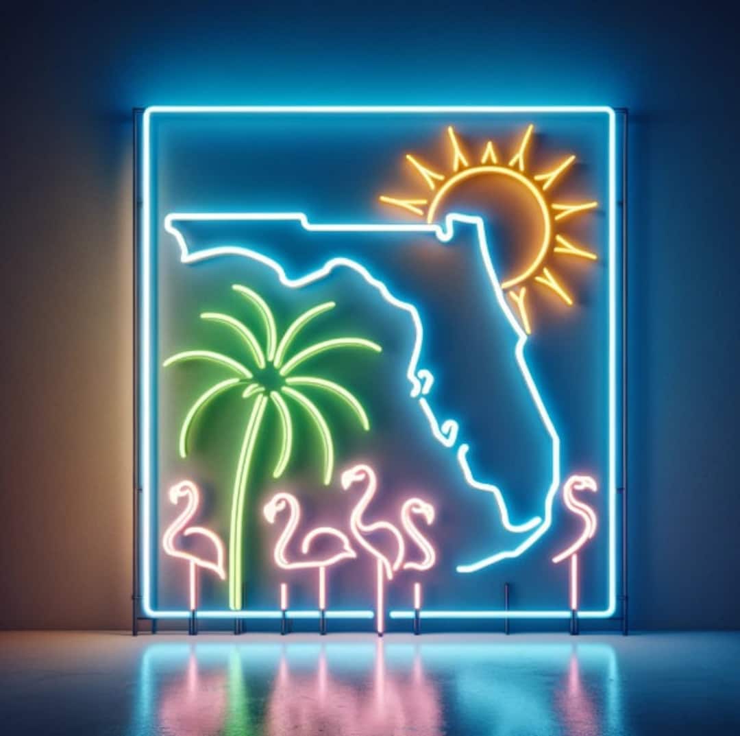 California State Map Neon Sign, California Map Neon Sign, California ...