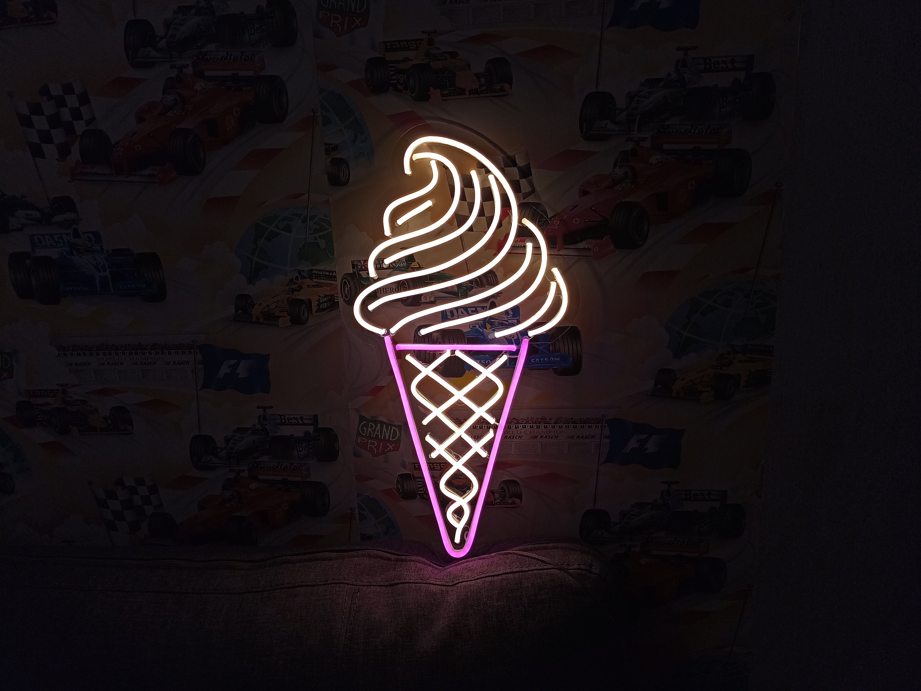 Neon Ice Cream Sign, Ice Cream Cone Neon Sign, Neon Ice Cream Cone ...