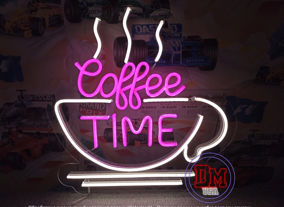 Neon Sign Coffee Time Cup, Coffee Cup Neon Sign, Coffee Neon Sign, Neon ...