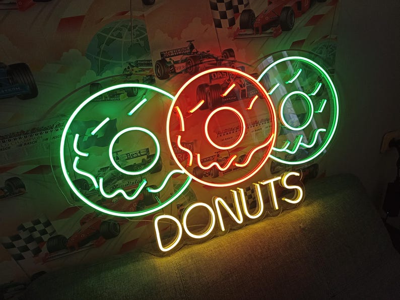 Donut Neon Sign, Neon Donut Sign, Light up Donut Sign, LED Donut Sign, Donut Shop Neon Sign ...