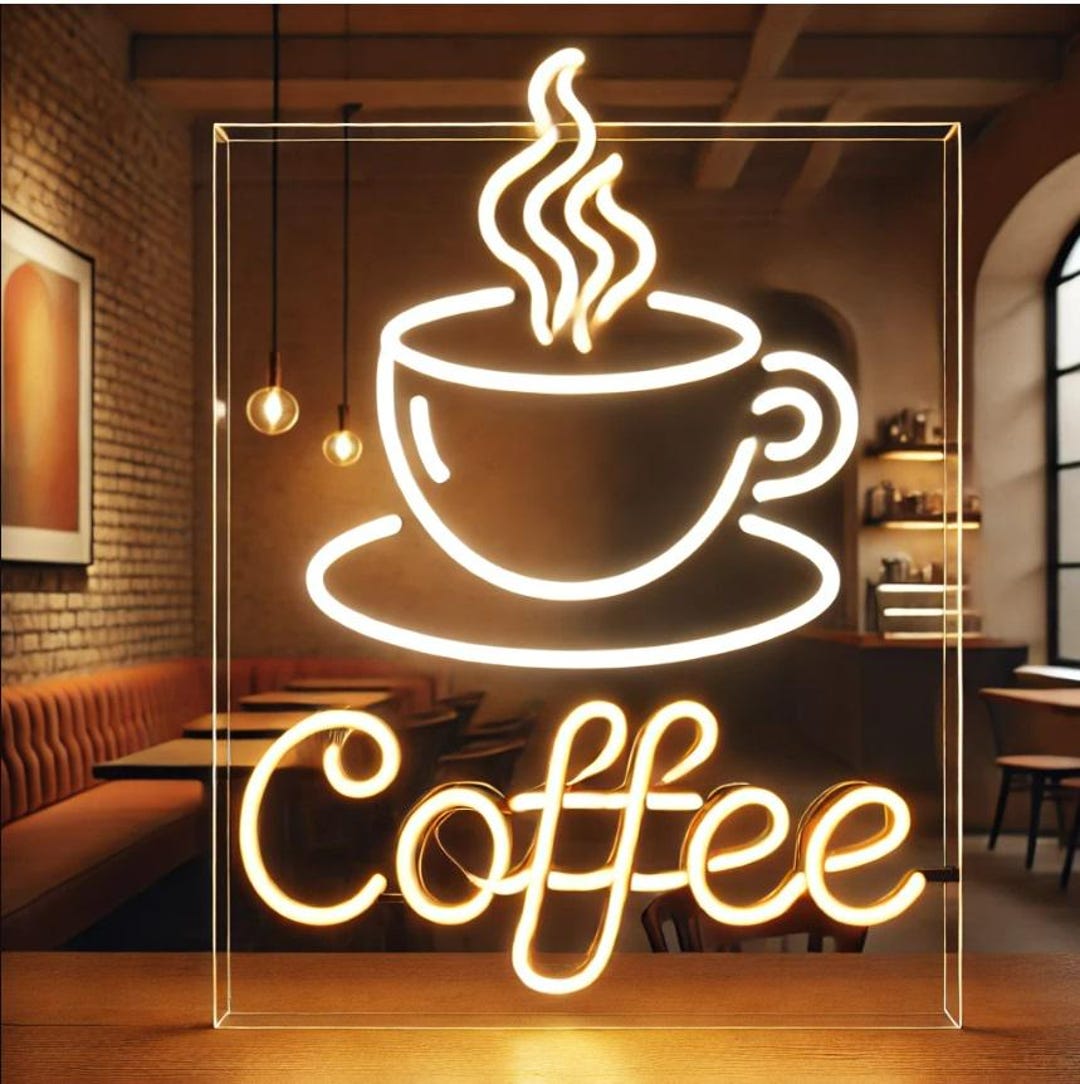 Coffee Cup Neon Sign, Coffee Neon Sign, Neon Sign With Coffee Cup, Neon ...