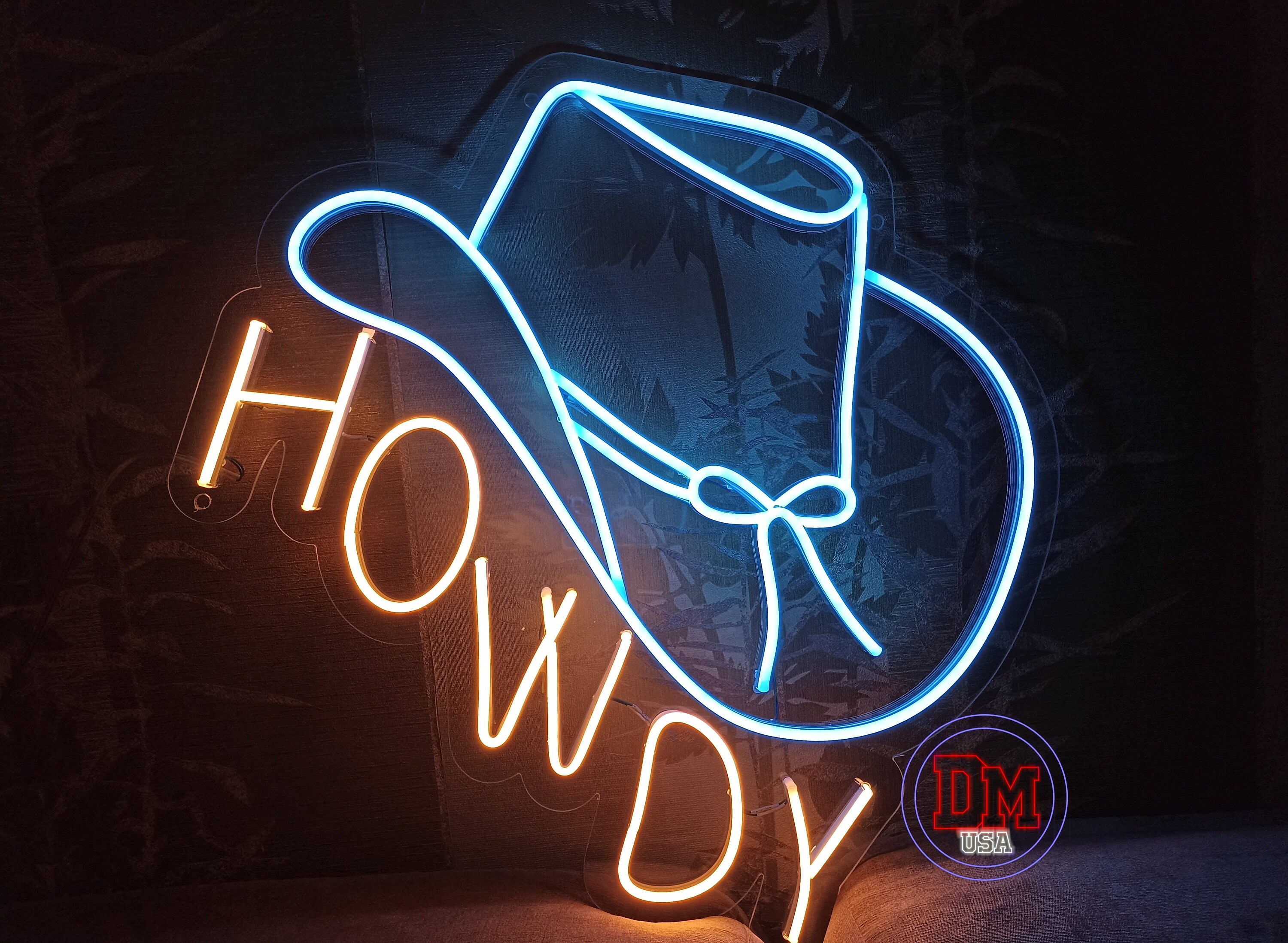 Cowboy Hat Howdy Neon Sign, Cowboy Straw Hat Sign, Cowgirl Hat Neon ...