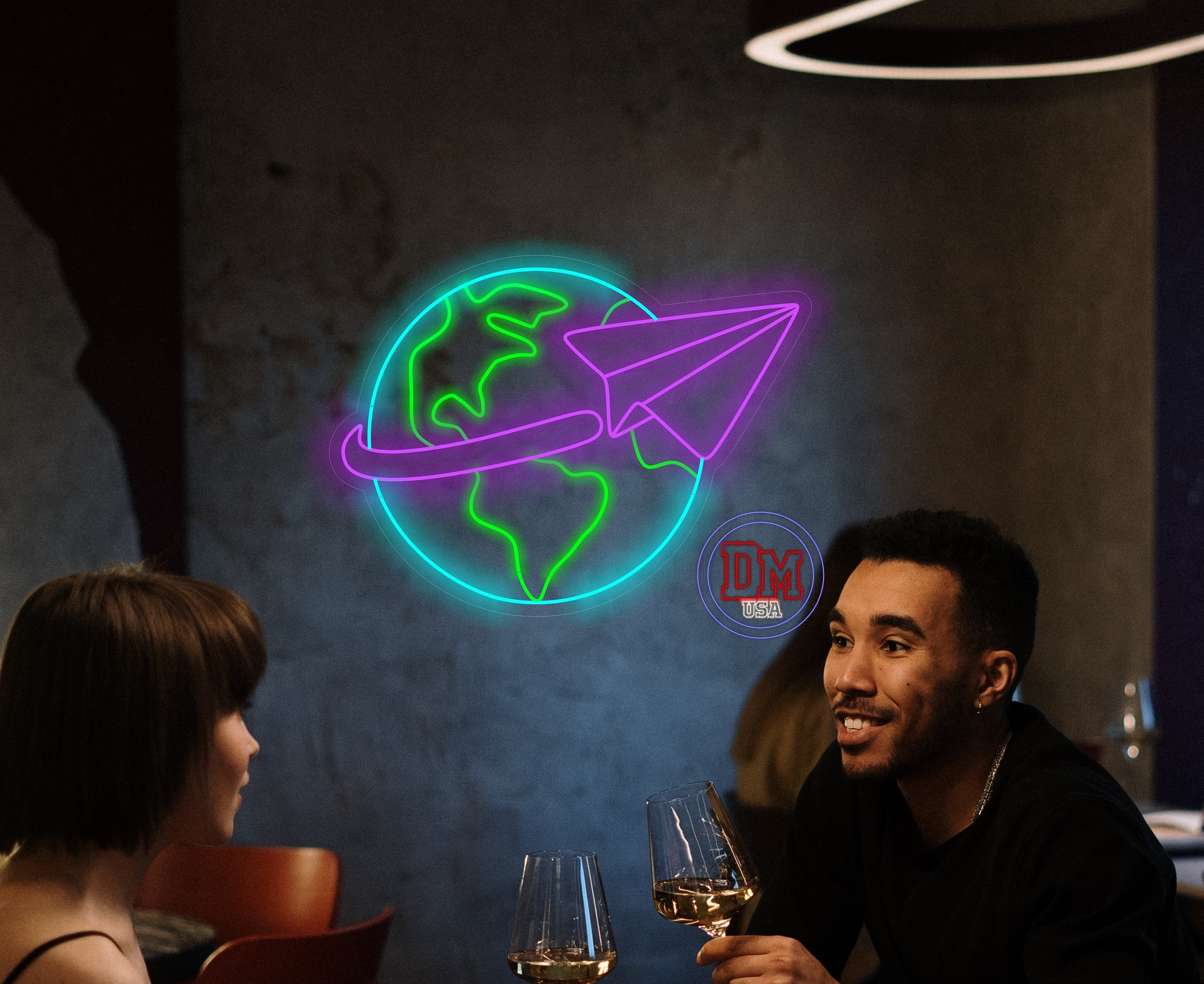 Travel Neon Sign, Planet Earth Neon Sign, Paper Airplane Neon Sign ...