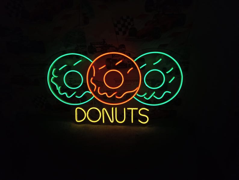 Donut Neon Sign, Neon Donut Sign, Light up Donut Sign, LED Donut Sign, Donut Shop Neon Sign ...