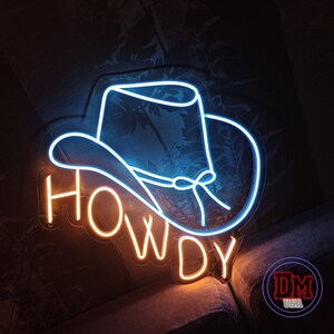 Cowboy Hat Howdy Neon Sign, Cowboy Straw Hat Sign, Cowgirl Hat Neon ...