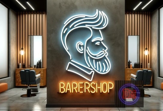 Barber Shop Neon Sign, Neon Barber Sign, Barber Pole Neon Sign, Neon ...