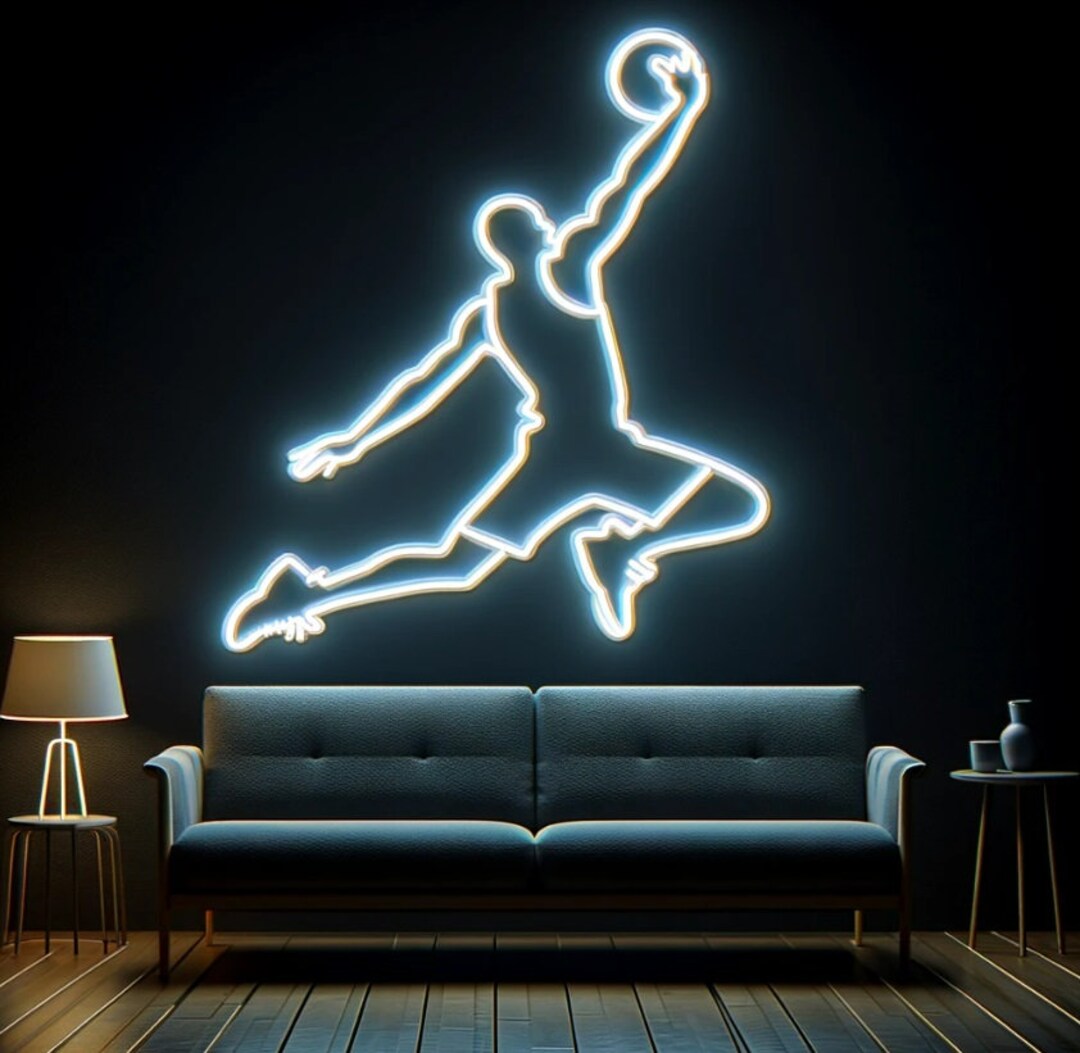 Neon Basketball Player Sign, Neon Dunking Basketball Player, Neon ...