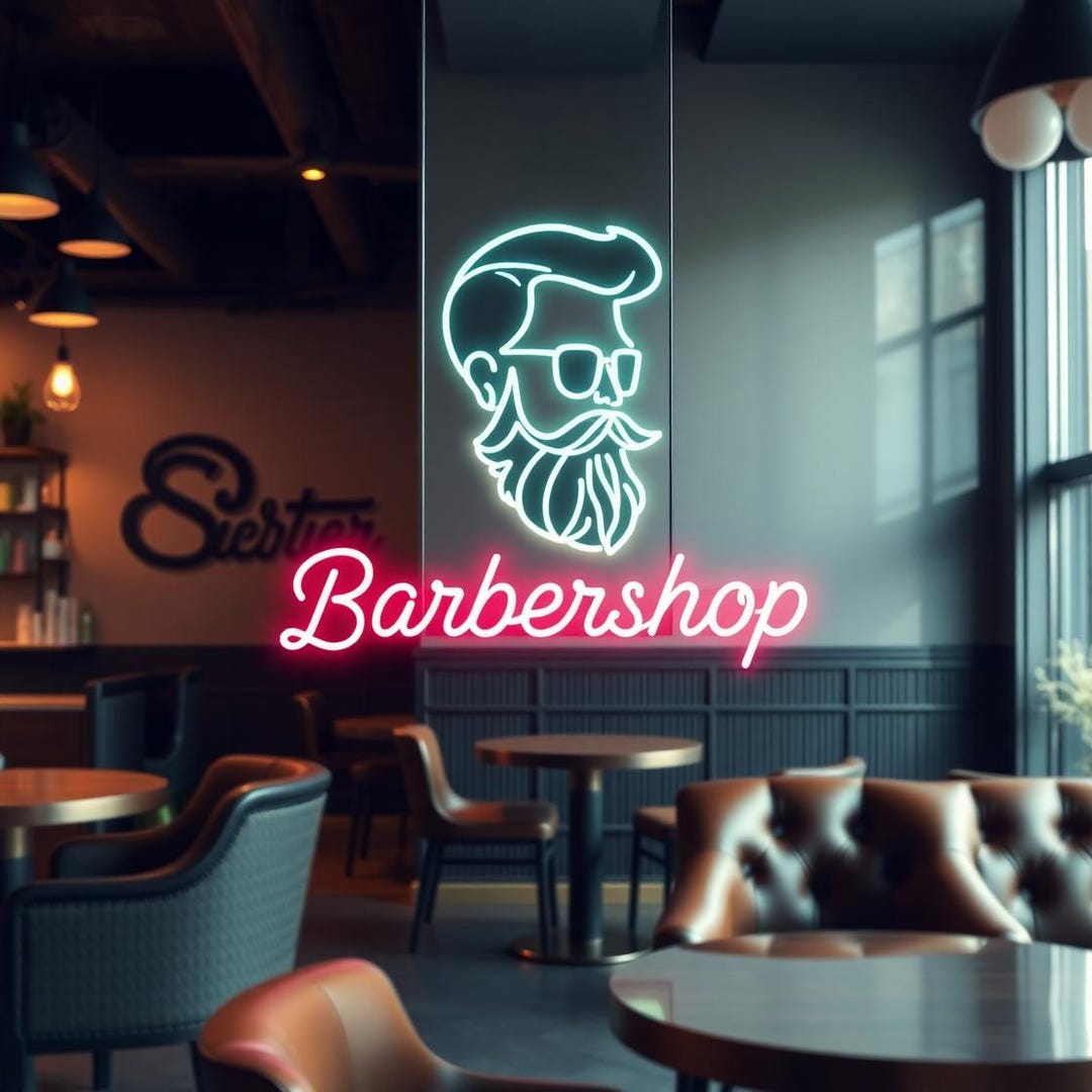 Barber Shop Neon Sign, Neon Barber Sign, Barber Pole Neon Sign, Neon ...