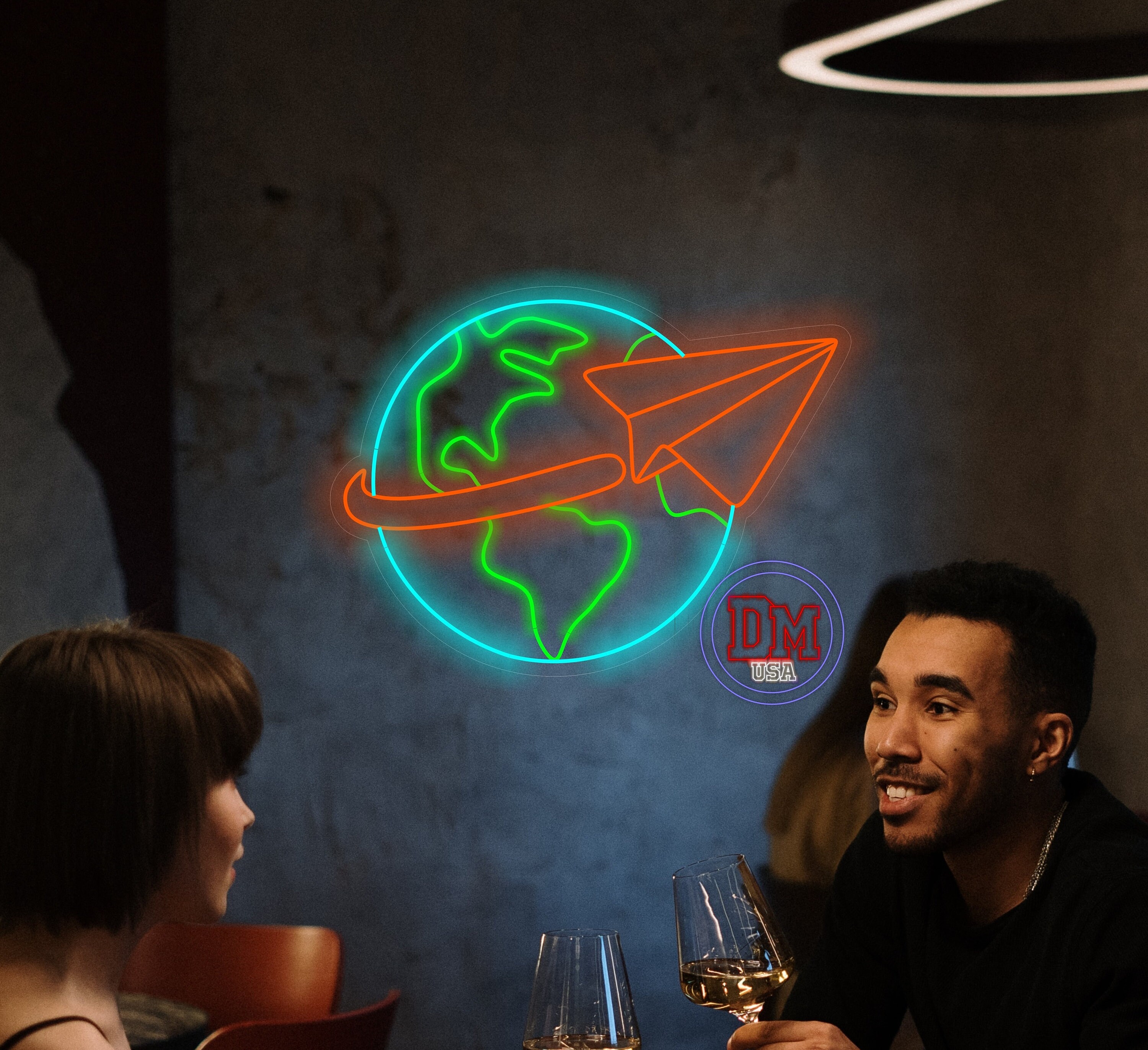 Travel Neon Sign, Planet Earth Neon Sign, Paper Airplane Neon Sign ...