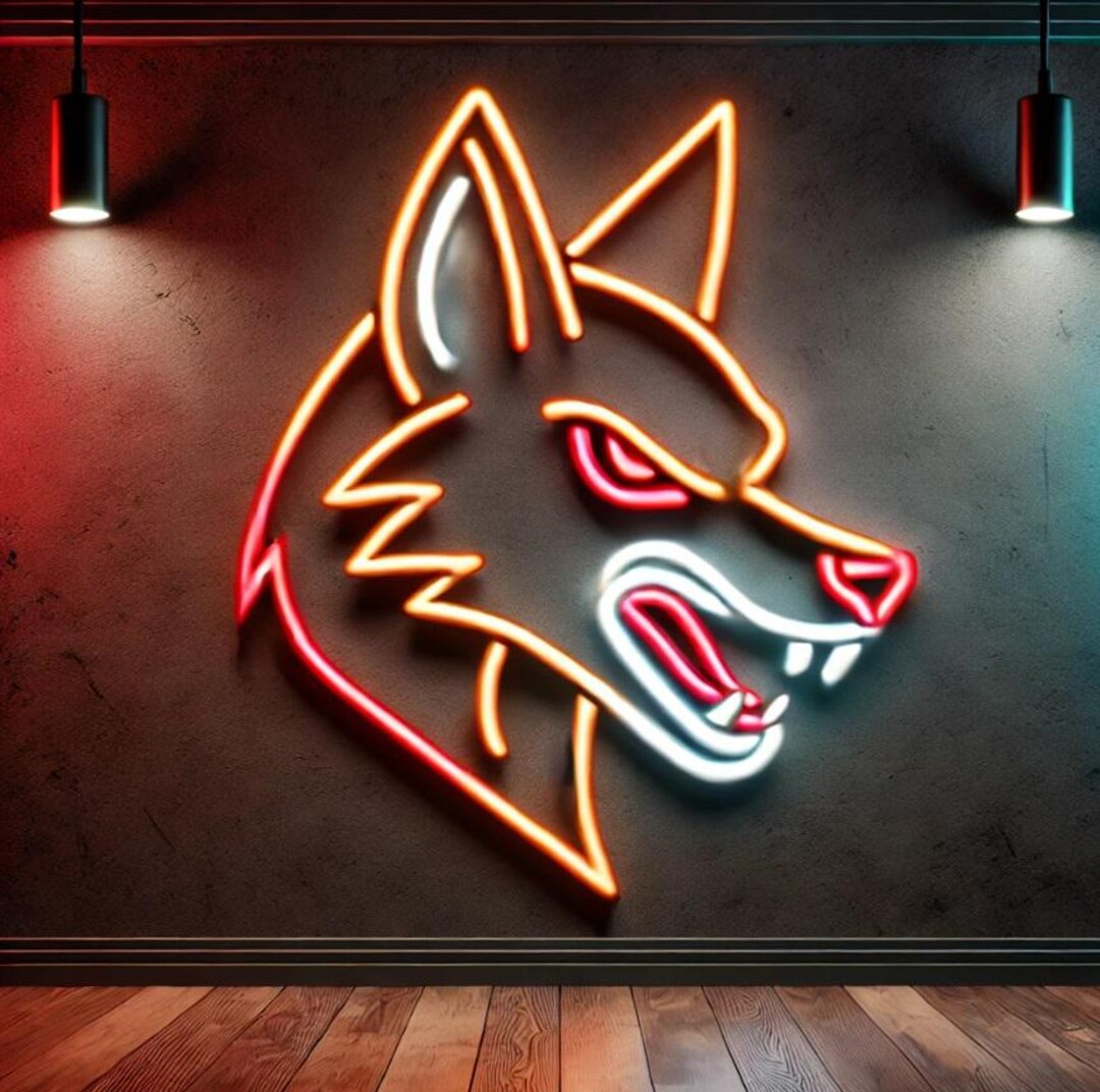 Coyote Head Neon Sign, Neon Coyote Light, Coyote LED Sign, Angry Coyote ...