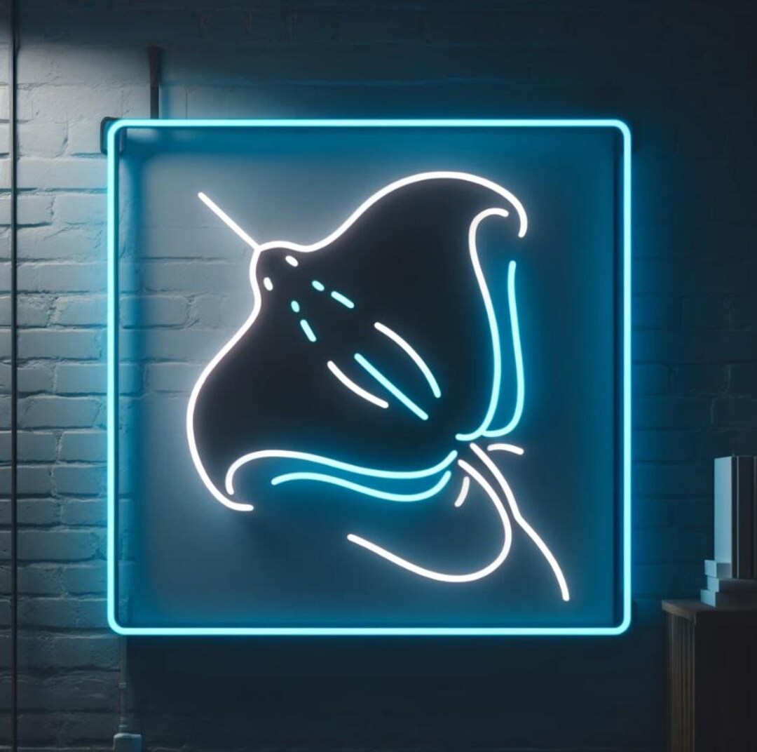 Stingray Neon Sign, Stingray Light Sign, Neon Stingray Light, Stingray LED Sign, Marine Life ...